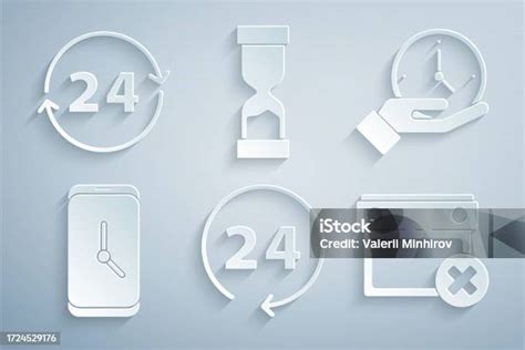 시계 24시간 설정 알람 시계 앱 모바일 달력 날짜 삭제 오래된 모래시계 및 아이콘 벡터 24에 대한 스톡 벡터 아트 및 기타 이미지 Istock