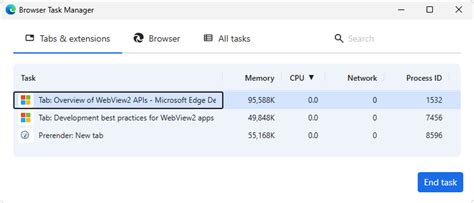Monitor Memory Use In Realtime Browser Task Manager Microsoft Edge Developer Documentation