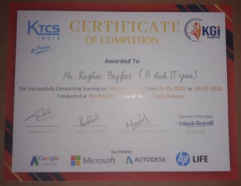 Im Proud To Announce That Ive Successfully Completed My Java Training Certification From Ktcs