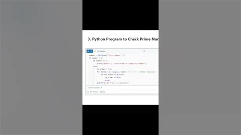 How To Check Prime Numbers In Python Shorts Youtubeshorts Python Pythonprogramming Youtube