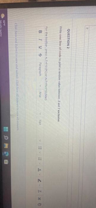 Solved Р QUESTION 2 Write one line of code to print a random Chegg com