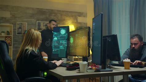Hacker Girl Wearing A White Mask To Hide Her Identity Stock Video