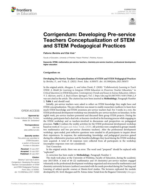 Pdf Corrigendum Developing Pre Service Teachers Conceptualization Of