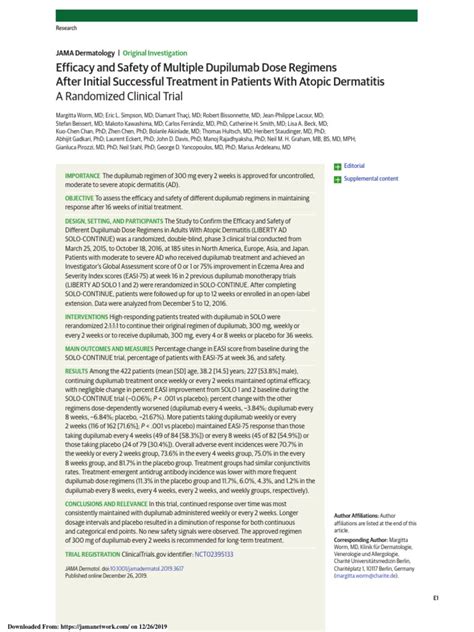 Efficacy And Safety Of Multiple Dupilumab Dose Regimens After Initial