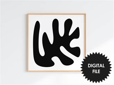 Printable Wiggle Blob Abstract Art Set Of 9 Bundle Print Set Black And White Wall Art Digital