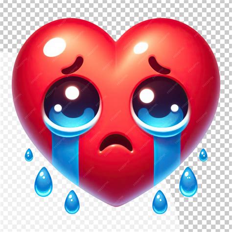 An Emoji Heart Shape Crying With Tears Coming From Its Eyes Isolated On