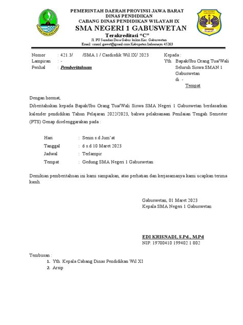 Surat Undangan Orang Tua Siswa Pdf
