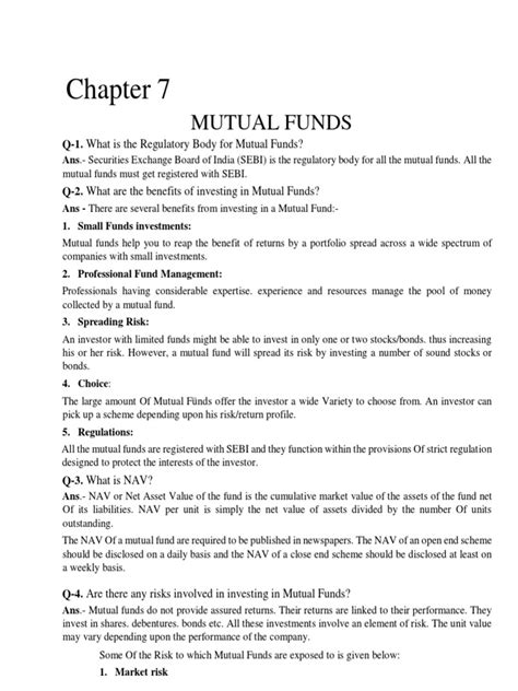 Ifm Class 10 Ch 7 Notes Pdf Investment Fund Mutual Funds