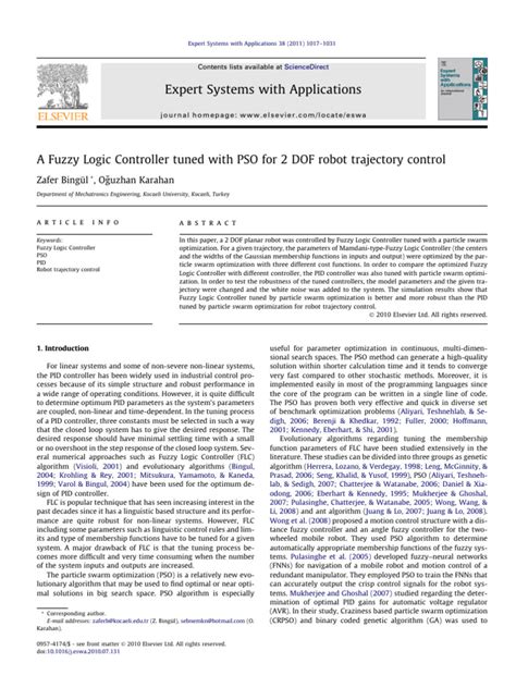 a fuzzy logic controller tuned with pso pdf control theory fuzzy