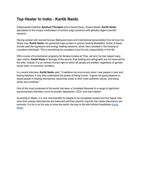 Ppt Top Healer In India Kartik Naidu Powerpoint Presentation Free