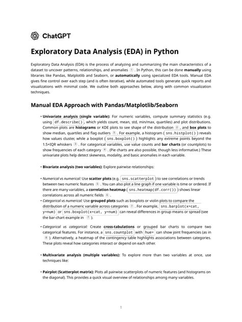 Exploratory Data Analysis Eda In Python Pdf Skewness Statistical Analysis