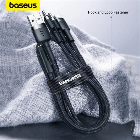 Baseus 3 In 1 Usb Cable Multi Charging Cable Usb To M L C For Iphone Android Shopee Philippines