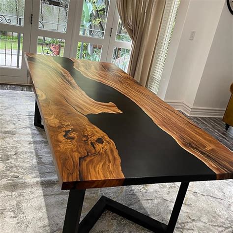 Walnut Black River Dining Epoxy Table Ct79