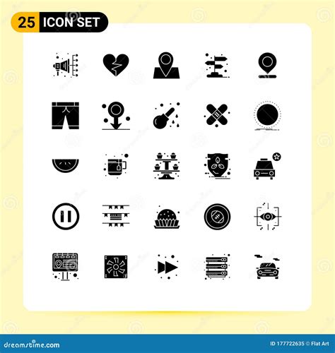 Editable Vector Line Pack of 25 Simple Solid Glyphs of Map, Pointer, Holiday, Location, Arrow ...