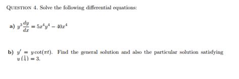 Solved Solve The Following Differential Equations Y 3