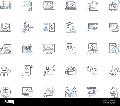 Supervision Line Icons Collection Oversight Management Control