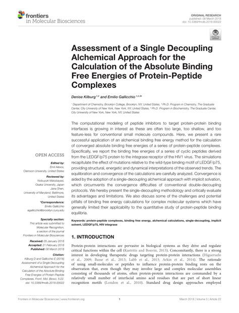 Pdf Assessment Of A Single Decoupling Alchemical Approach For The