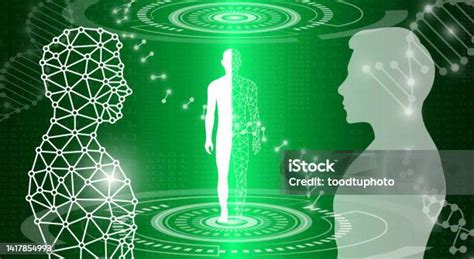 녹색 빛 인체 치유 미래의 기술 현대 의학 및 테스트 분석 복제 Dna 인간과 글로벌 국제 의학의 추상적 인 배경 기술 개념 Dna에 대한 스톡 벡터 아트 및 기타 이미지