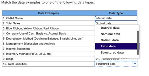Match The Data Examples To One Of The Following Data Chegg