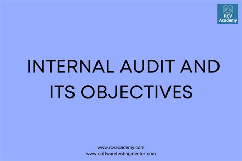 Internal Audit And Its Objectives Rcv Academy