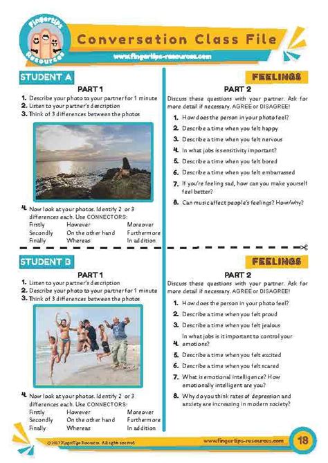 An Engaging Fun Interactive Pairwork Speaking Activity The Activity Can Be Used For A