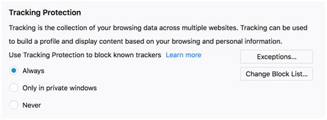 to enable tracking protection for performance