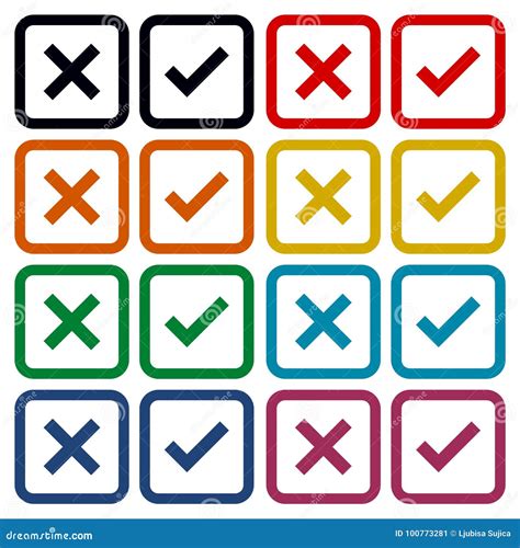 Check Mark And X Square Icons Set Illustration Stock Vector Illustration Of Permission