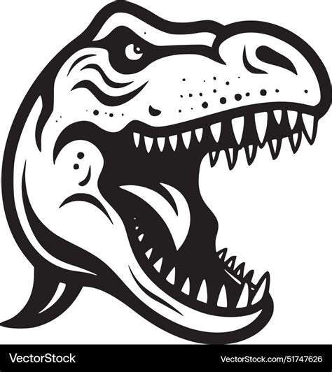 T Rex Black And White Royalty Free Vector Image