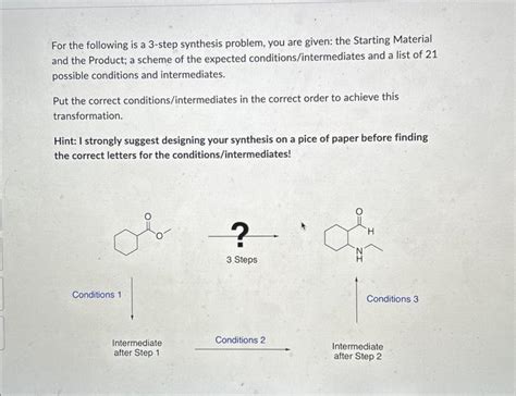 solved for the following is a 3 step synthesis problem you
