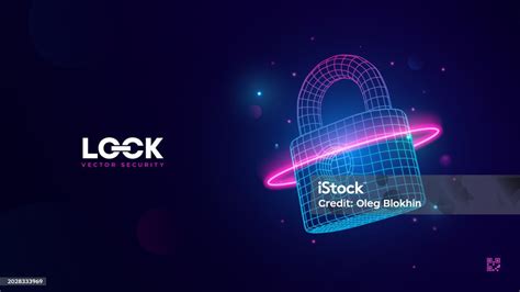 Futuristic Cyber Security Vector Illustration Data Security Scanning Wireframe Lock On Blue