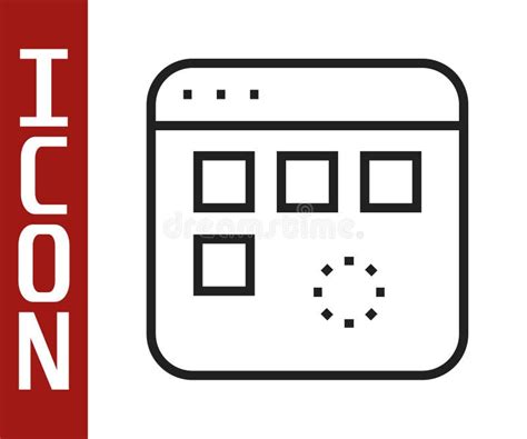 Black Line Loading A Data Window With A Progress Bar Icon Isolated On
