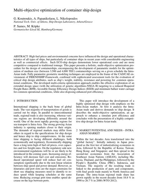 Pdf Multi Objective Optimization Of Container Ship Design