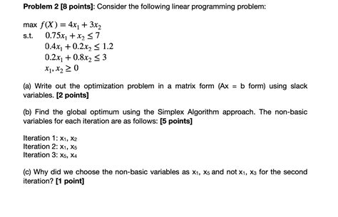 solved problem 2 [8 points] consider the following linear