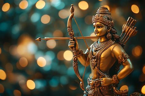 Statue Of A Man With A Bow And Arrow In His Hand Premium AI Generated Image