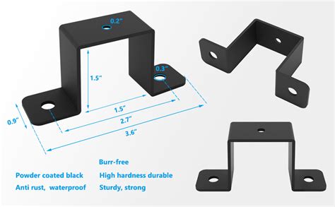 Wpbhk4 Pcs Square Tube Strap Clamp Strap Post Ties Black Deck Fence
