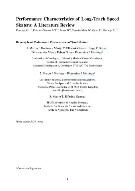 Pdf Performance Characteristics Of Long Track Speed Skaters A