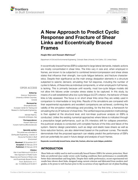 Pdf A New Approach To Predict Cyclic Response And Fracture Of Shear