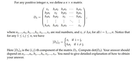 Solved For Any Positive Integer N We Define A Nn Matrix Chegg Com
