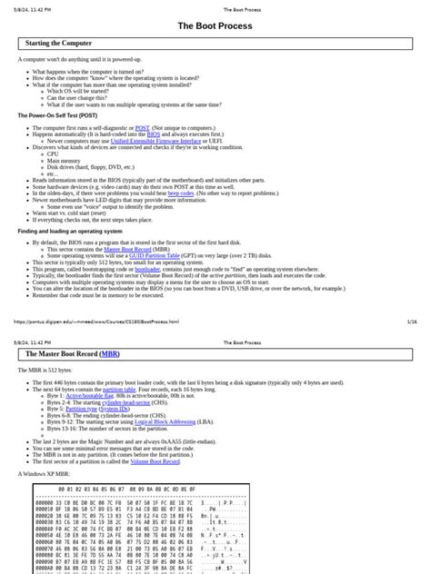 The Boot Process Pdf Booting Bios