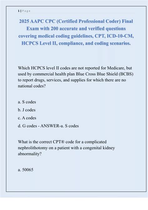 2025 Aapc Cpc Certified Professional Coder Final Exam With 200 Accurate And Verified Questions