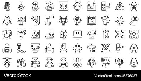 Set Of Thin Line Robotics Icons Royalty Free Vector Image