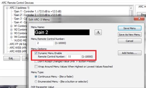 arc 3 dynamic menus symetrix