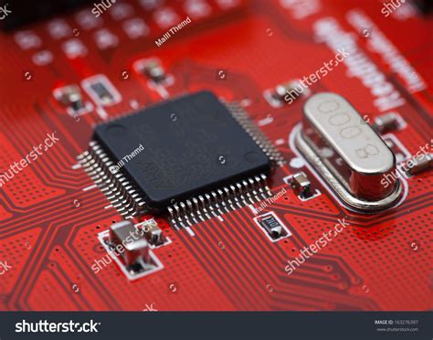 Microcontroller On Red Pcb Stock Photo 163276397 Shutterstock