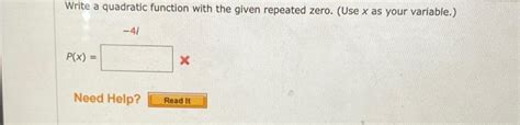 solved write a quadratic function with the given repeated