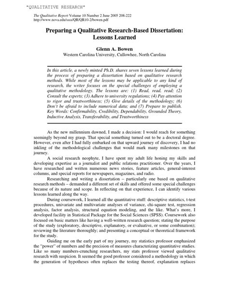 Preparing A Qualitative Research Based Dissertation Pdf Qualitative Research Academic Journal