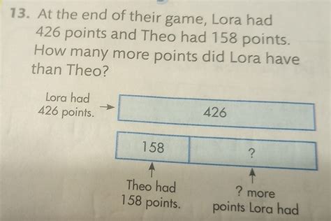Solved 13 At The End Of Their Game Lora Had 426 Points And Theo Had