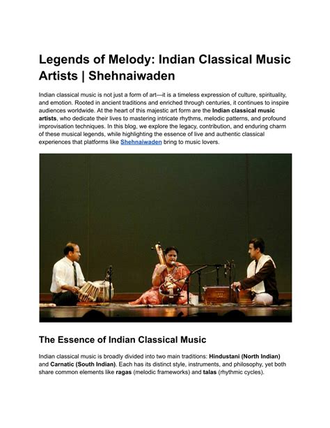 Ppt Legends Of Melody Indian Classical Music Artists Shehnaiwaden