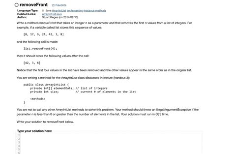 Solved O Removefront Favorite Languagetype Java