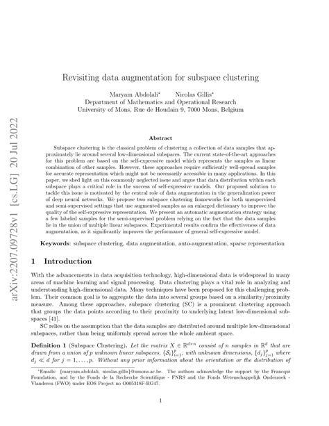 Pdf Revisiting Data Augmentation For Subspace Clustering