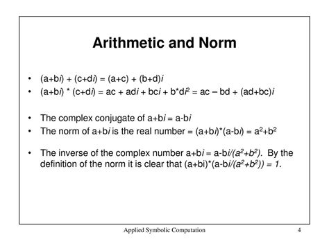 Applied Symbolic Computation Cs 300 Review Of Complex Numbers Ppt